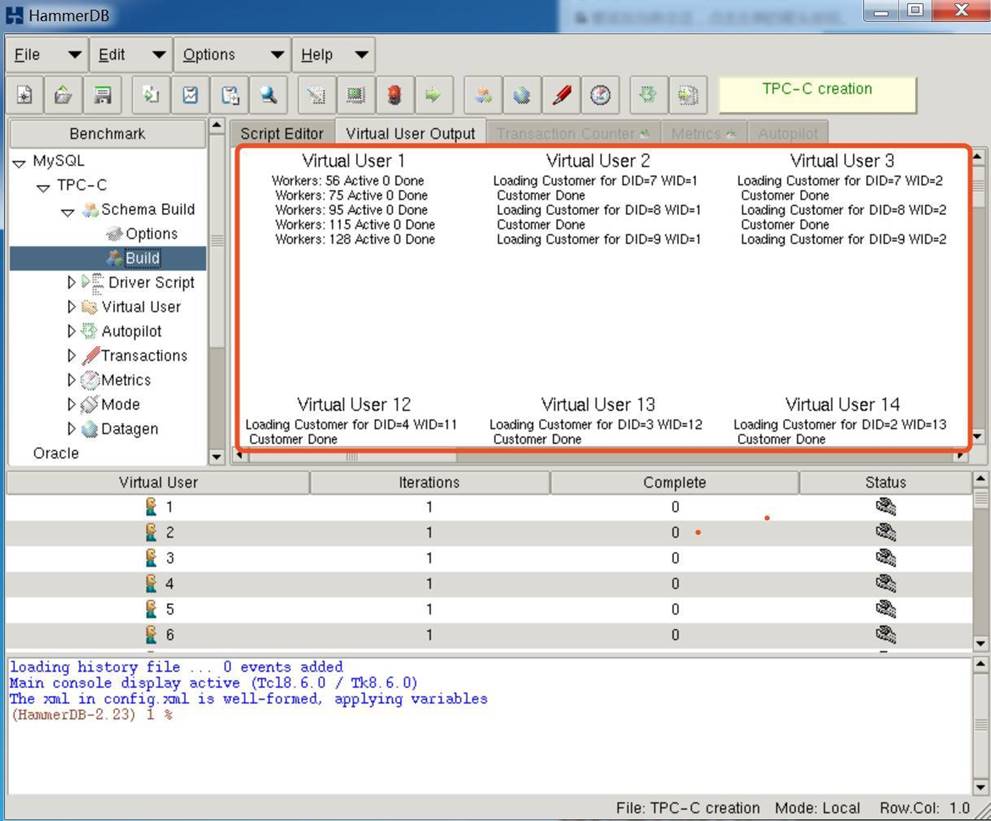 使用HammerDB测试MySQL单机版