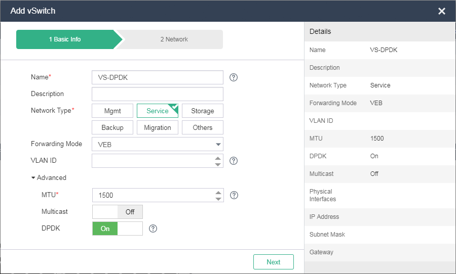 Figure-1 Adding a vSwitch with DPDK enabled (1)