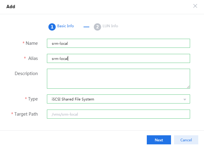 Figure-1 Configuring basic parameters for the shared file system