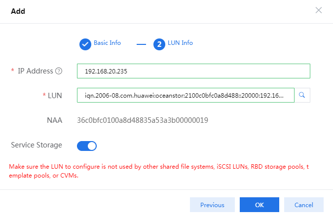 Figure-2 Configuring LUN settings for the shared file system