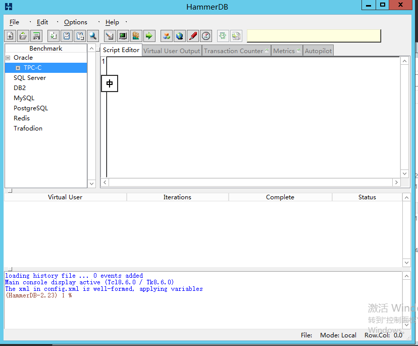 Create the targetdatabase and account