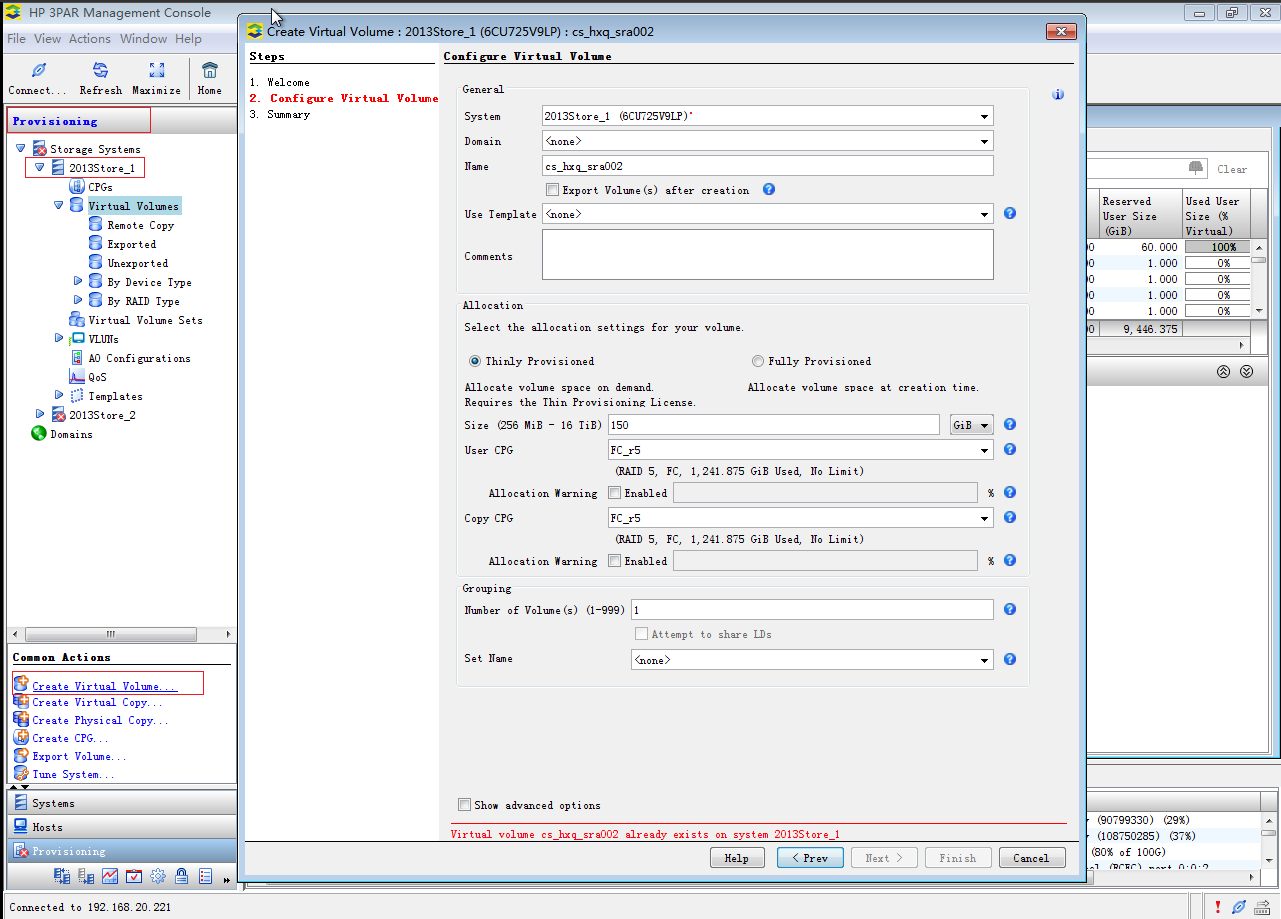 Prepare the storage environment
