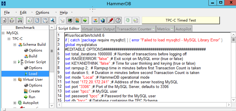 Use HammerDB to test standalone-deployed MySQL