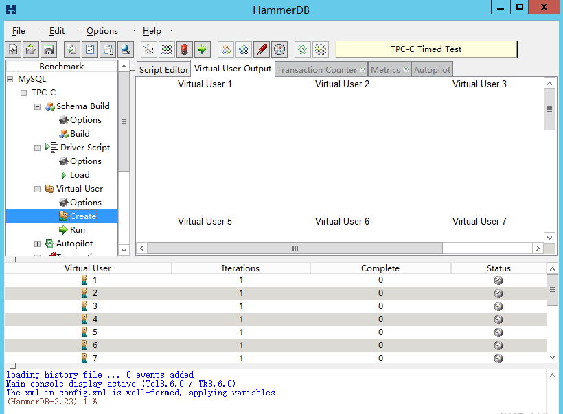 Use HammerDB to test standalone-deployed MySQL