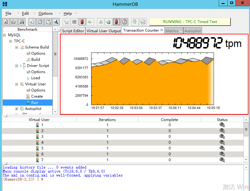 Use HammerDB to test standalone-deployed MySQL