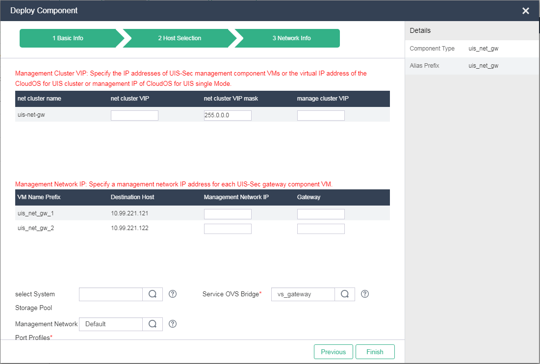 Deploy UIS-Sec gateway component VMs