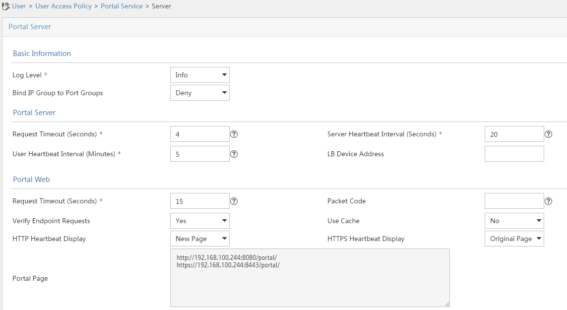 Web example: Configuring user identification for portal users that pass RADIUS authentication ...