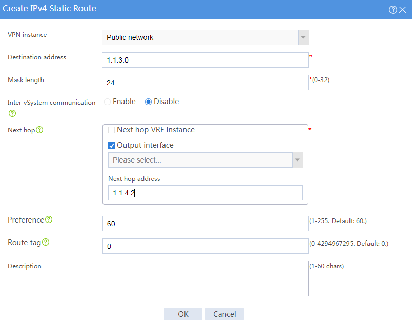 Web example: Configuring basic static routes