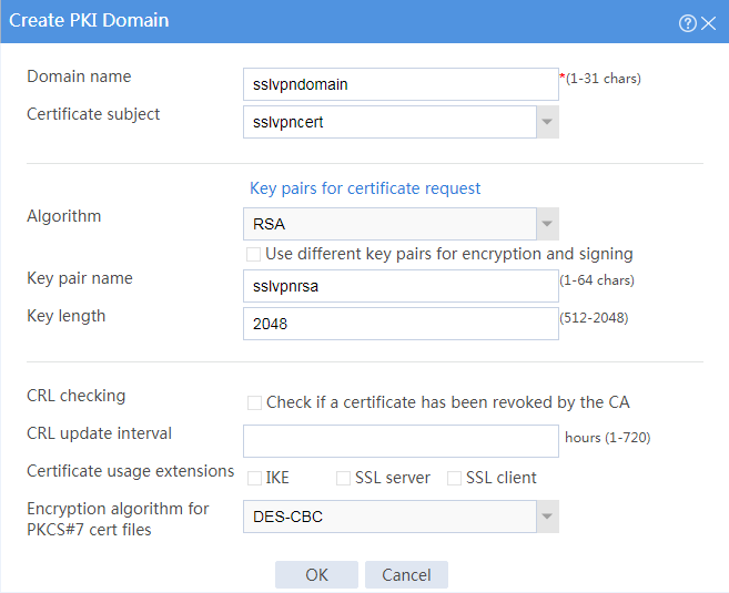 Web example: Configuring IP access with USB key certificate authentication
