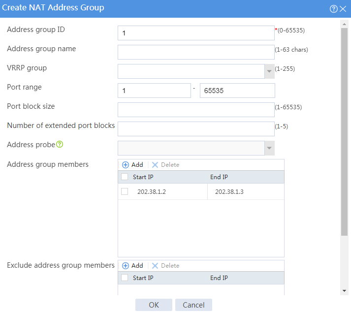 Web example: Configuring dynamic NAT for internal-to-external access (Policy-based NAT)
