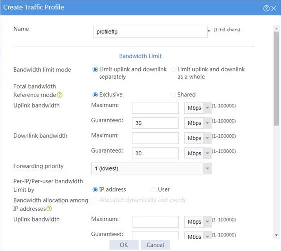 Web example: Configuring a single traffic profile