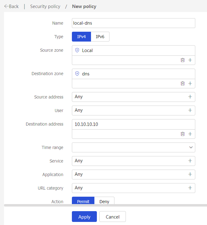 Web example: Configuring domain name-based security policies