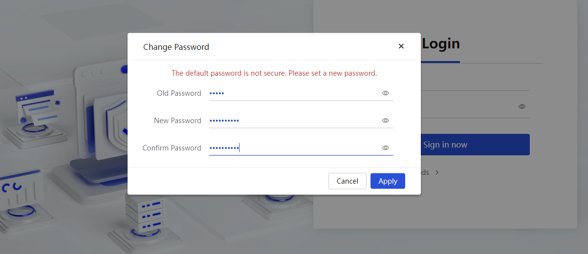 Web example: Configuring Web login